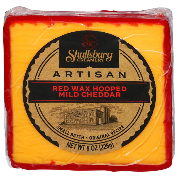 Red Wax Hooped Mild Cheddar 8oz Chunk - Shullsburg Creamery